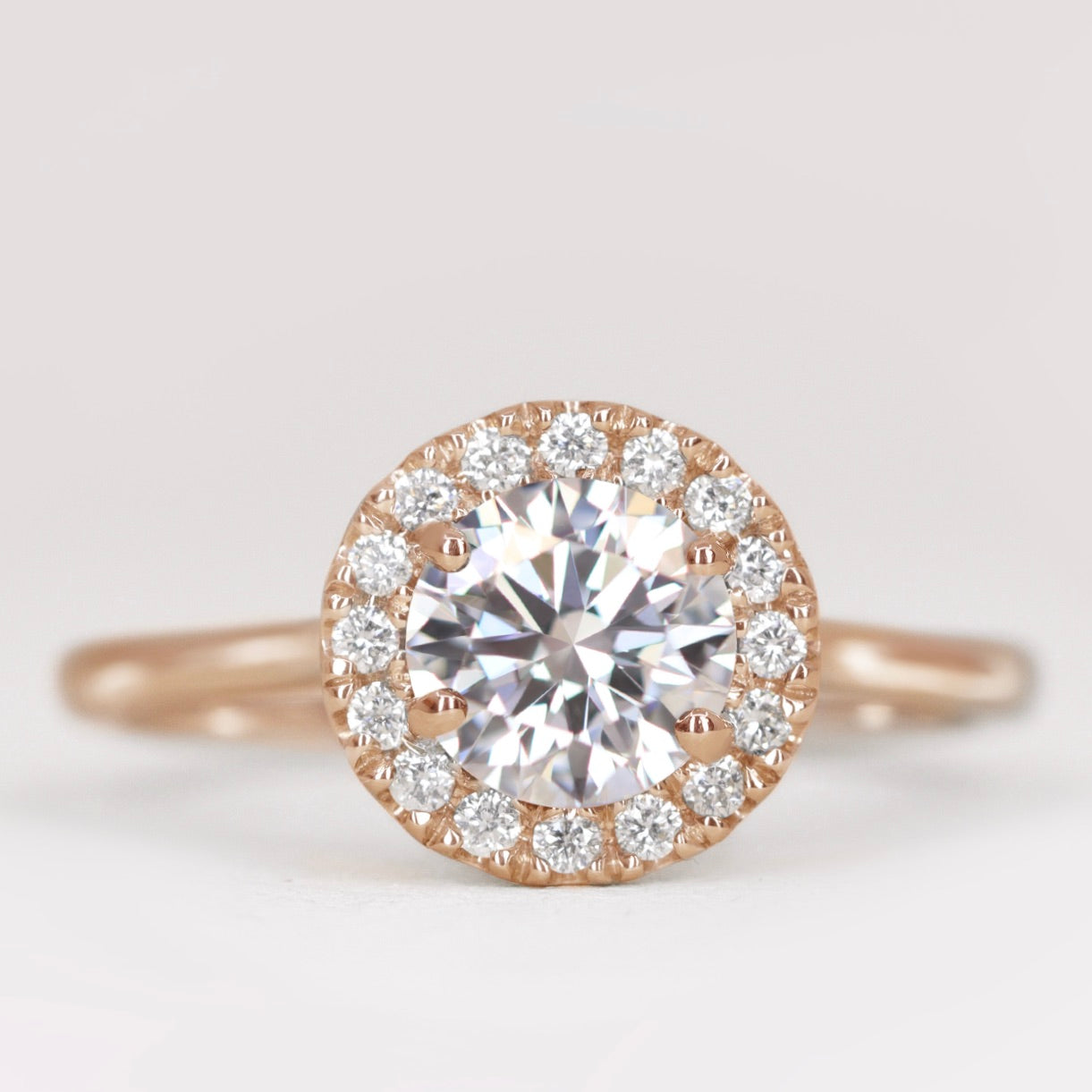 April - Round Diamond Halo Build Your Own Engagement Ring – Jessica ...