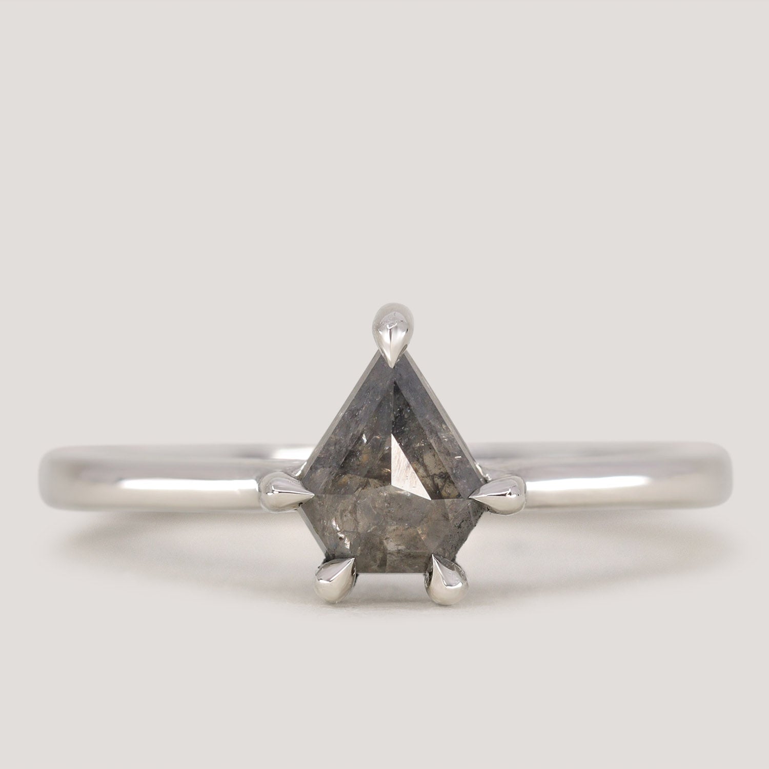 Avery - Shield Cut Salt and Pepper Diamond Solitaire Engagement Ring ...