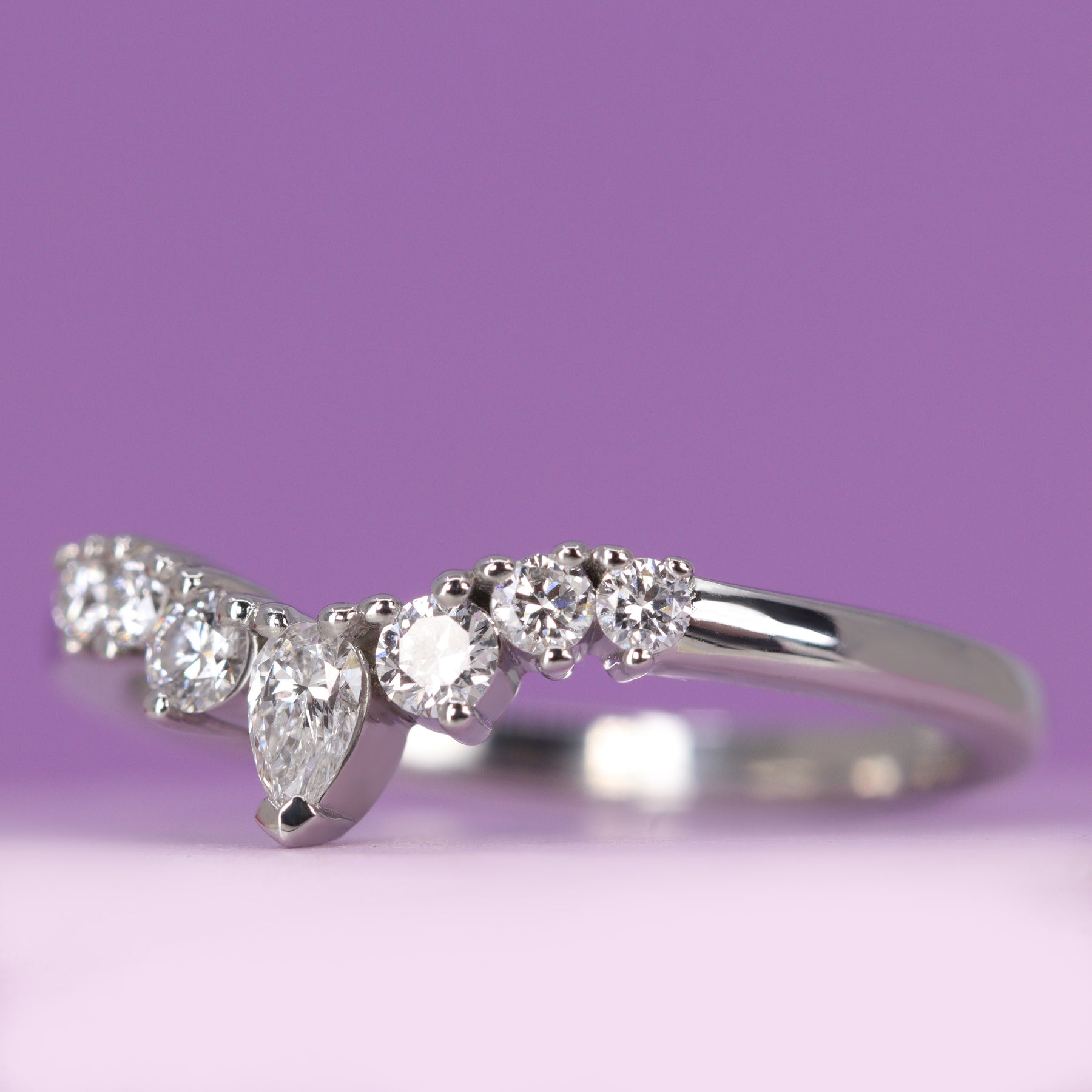 Emma - Pear And Round Diamond Tiara Wedding Ring - Made-to-Order ...