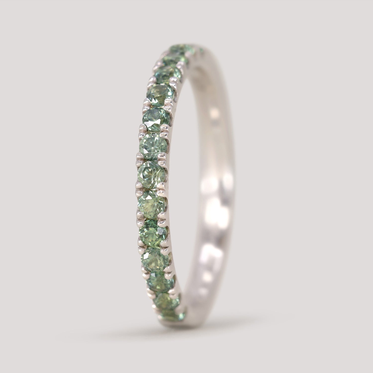 Wednesday - Round Brilliant Cut Teal Sapphire Set Half Eternity Wedding ...