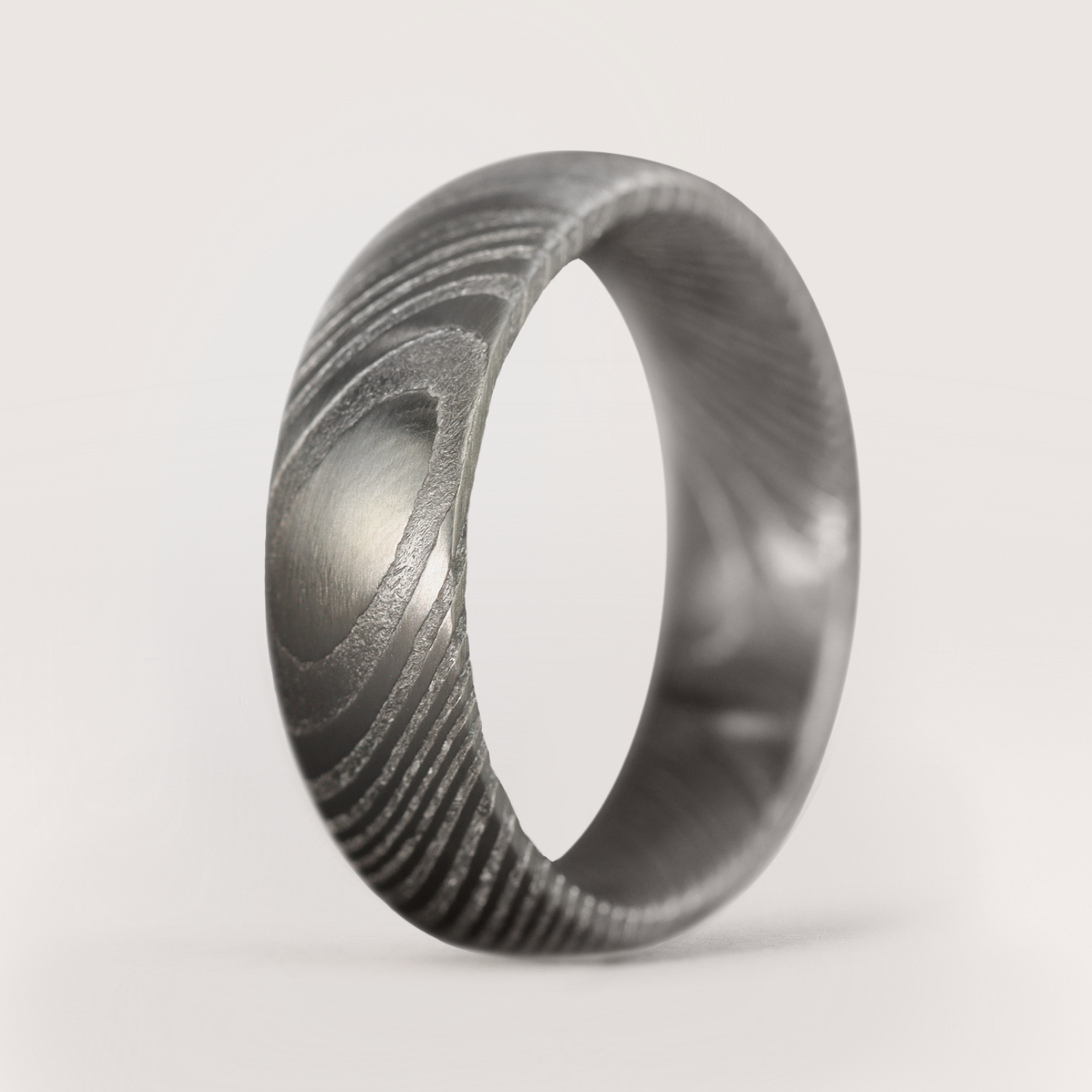 Damascus Steel Woodgrain Effect Wedding Ring - The Wyming Brook - Flin ...