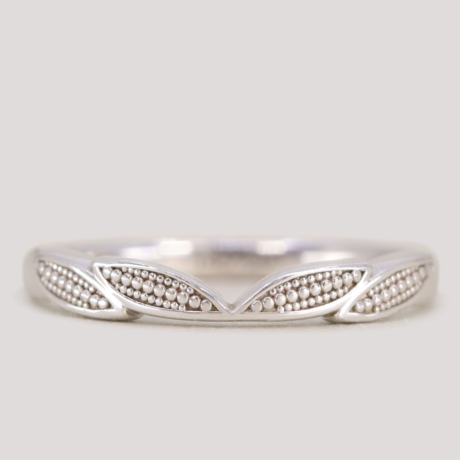 Zoey - Vintage Beaded Milgrain Leaf Wedding Ring - Made-to-Order ...