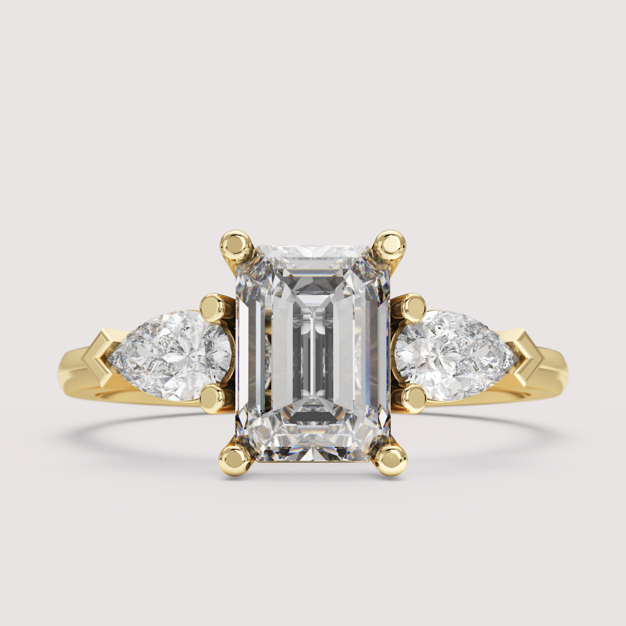 Daphne - Emerald Cut Diamond Pear Accents Trilogy Build Your Own Engag ...