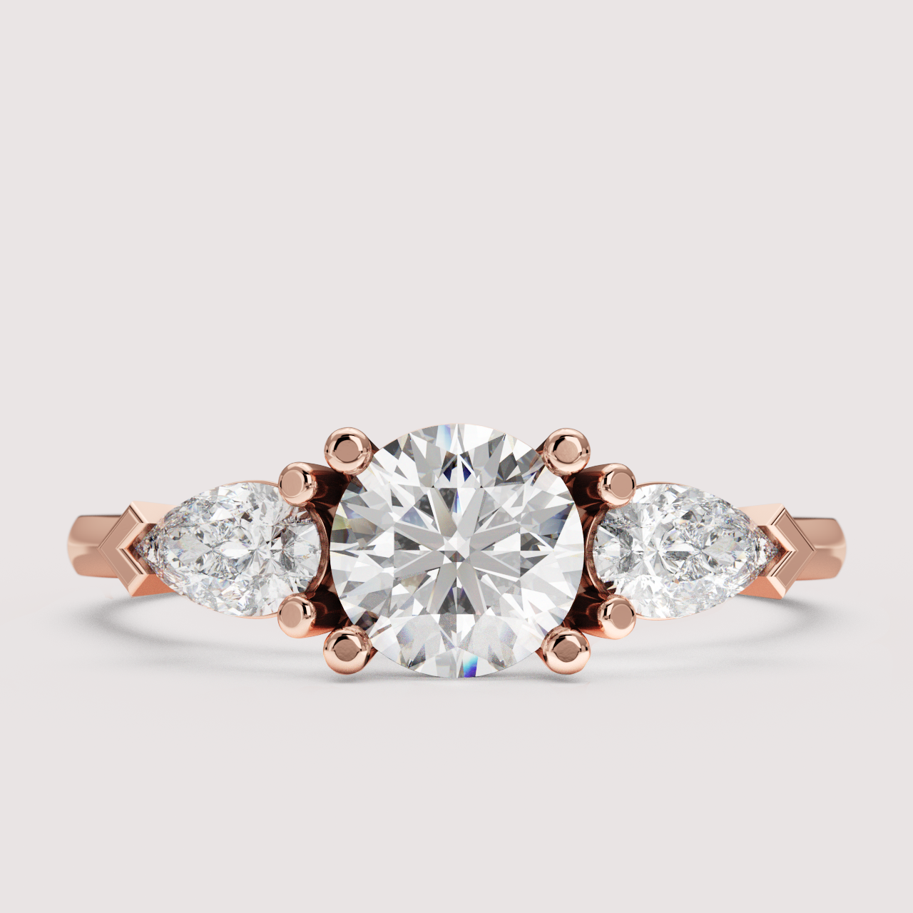 Daphne - Round Cut Diamond Pear Accents Trilogy Build Your Own Engagem ...