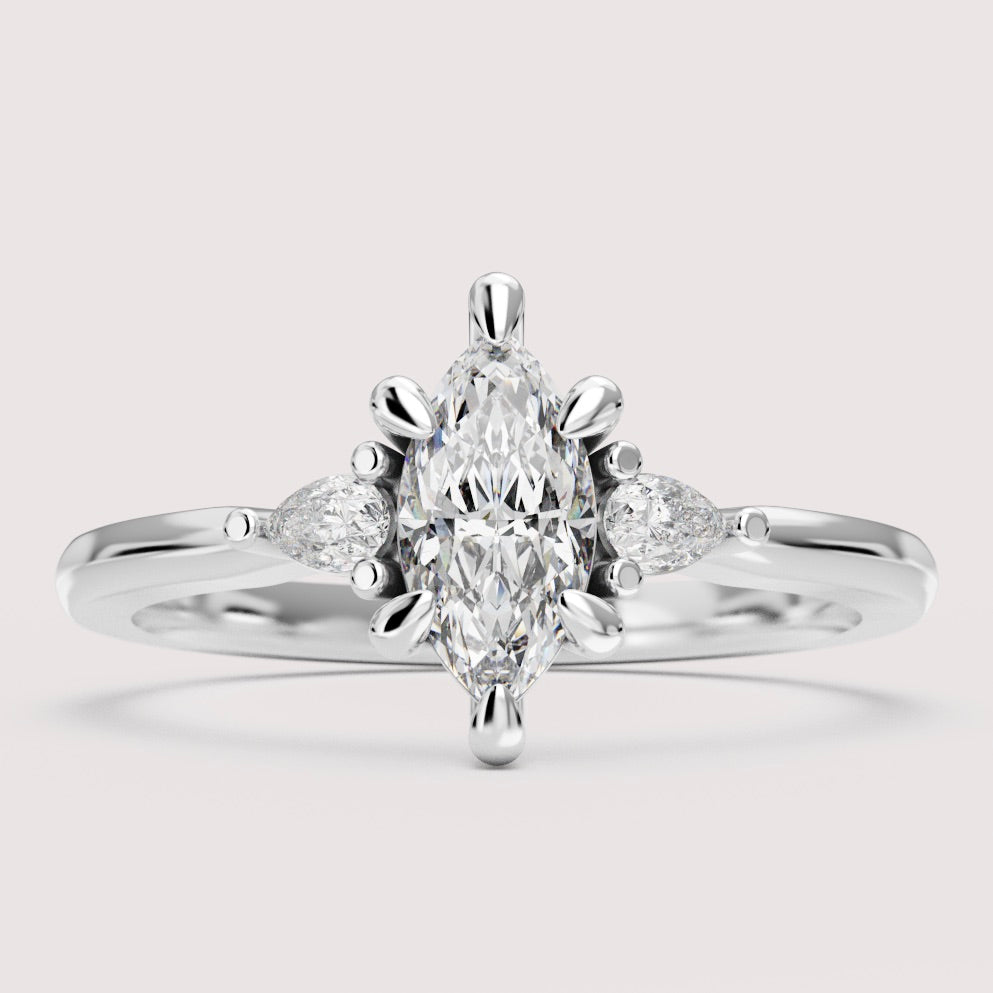 Elspeth - Marquise Cut 0.50ct Trilogy Engagement Ring – Jessica Flinn ...