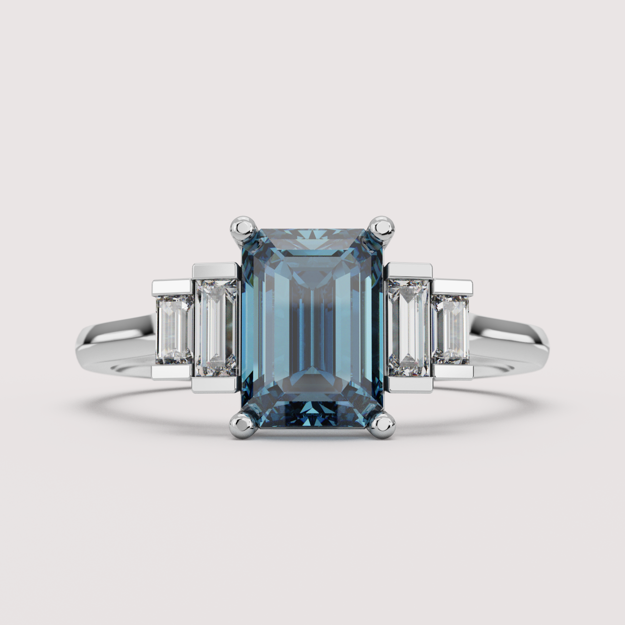 Erin - Emerald Cut Green Lab Diamond Art Deco Engagement Ring - Custom ...