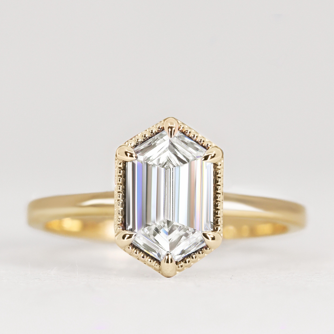 Georgia - Elongated Hexagon Lab Grown Diamond Solitaire Engagement Ring ...