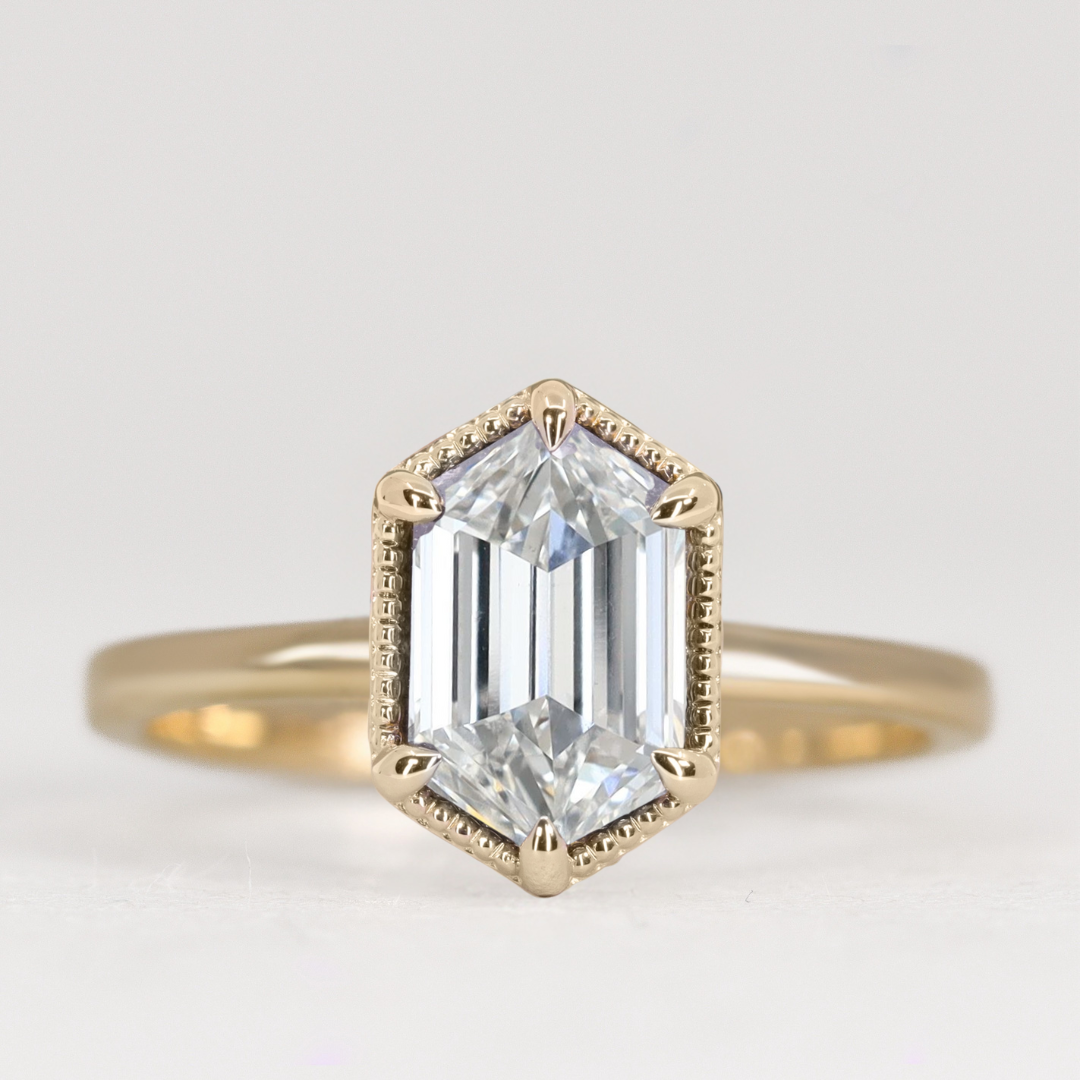 Georgia - Elongated Hexagon Lab Grown Diamond Solitaire Engagement Ring ...
