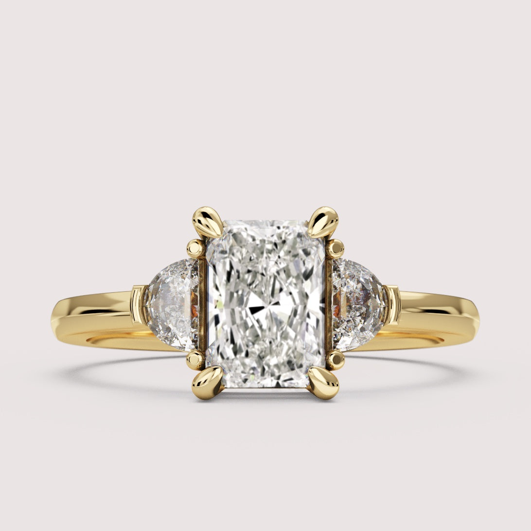Luna - Radiant Cut Diamond Half Moon Accents Trilogy Build Your Own En ...