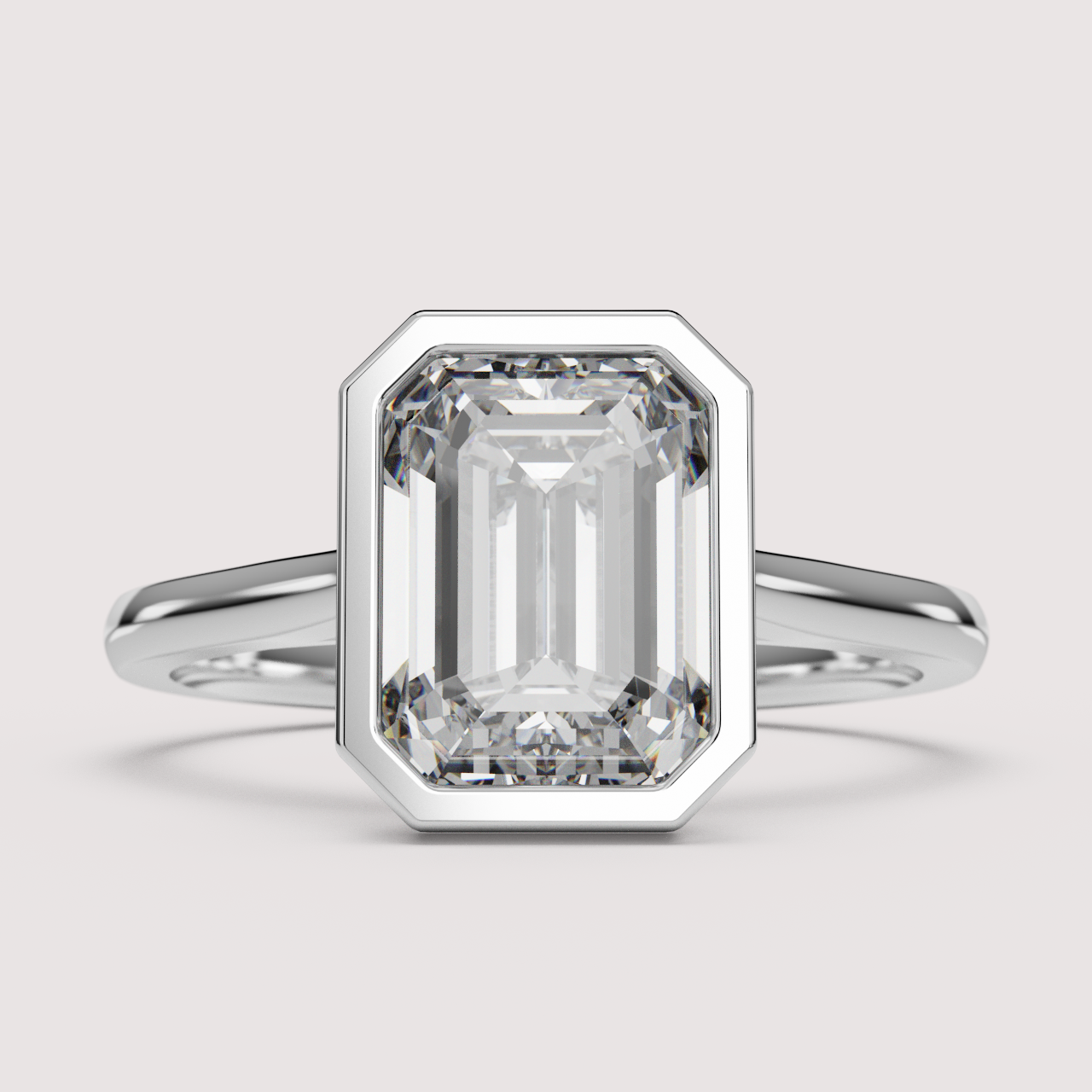 Sabrina - Emerald Cut Diamond Bezel Set Solitaire Build Your Own Engag ...